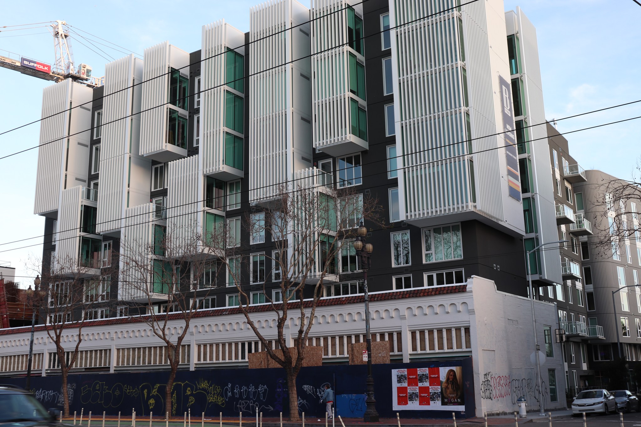 Brady Block apartment building on Market Street, San Francisco, January ...
