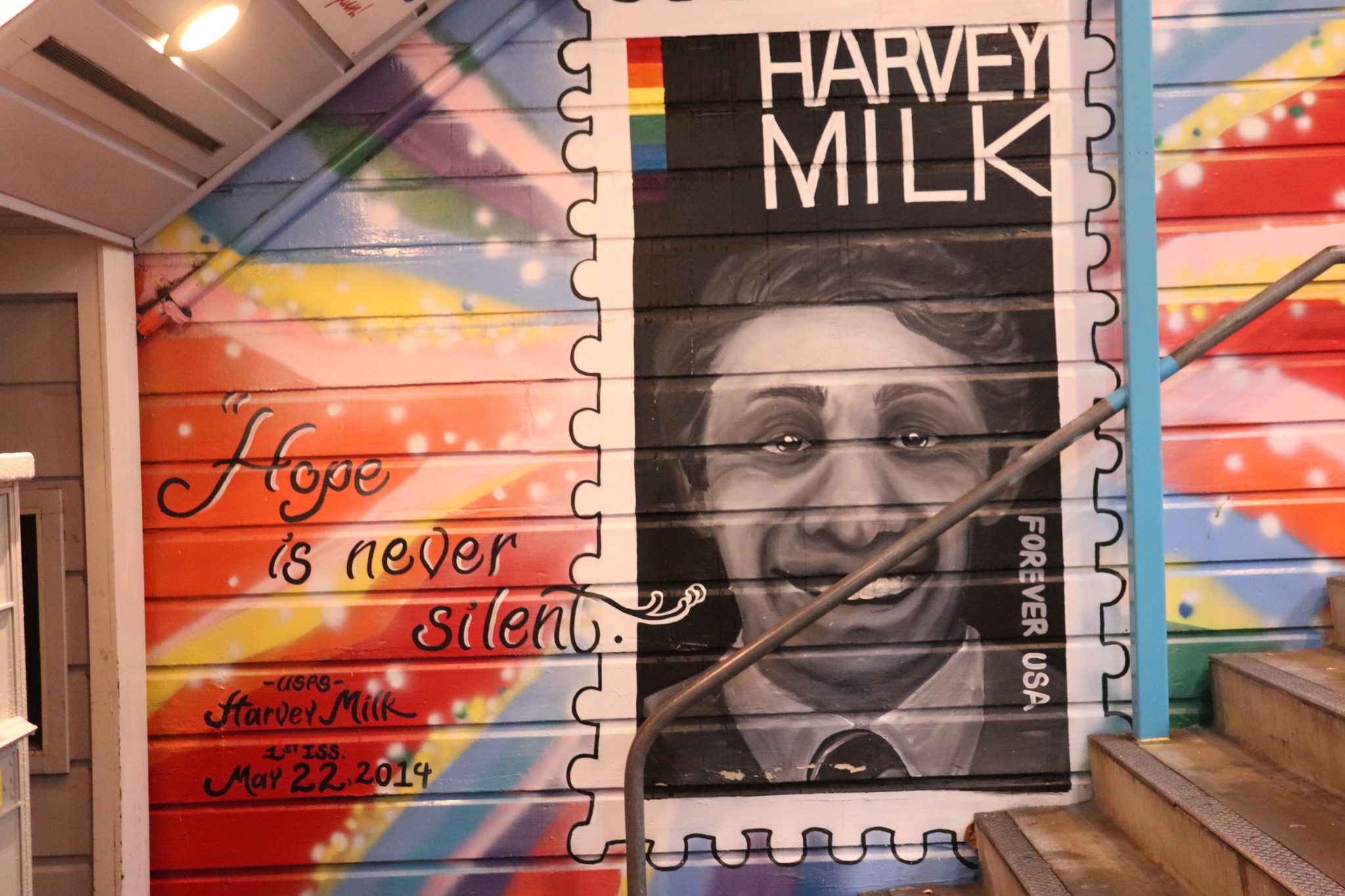 Harvey Milk mural at P.O. Plus on Castro Street, San Francisco, January ...