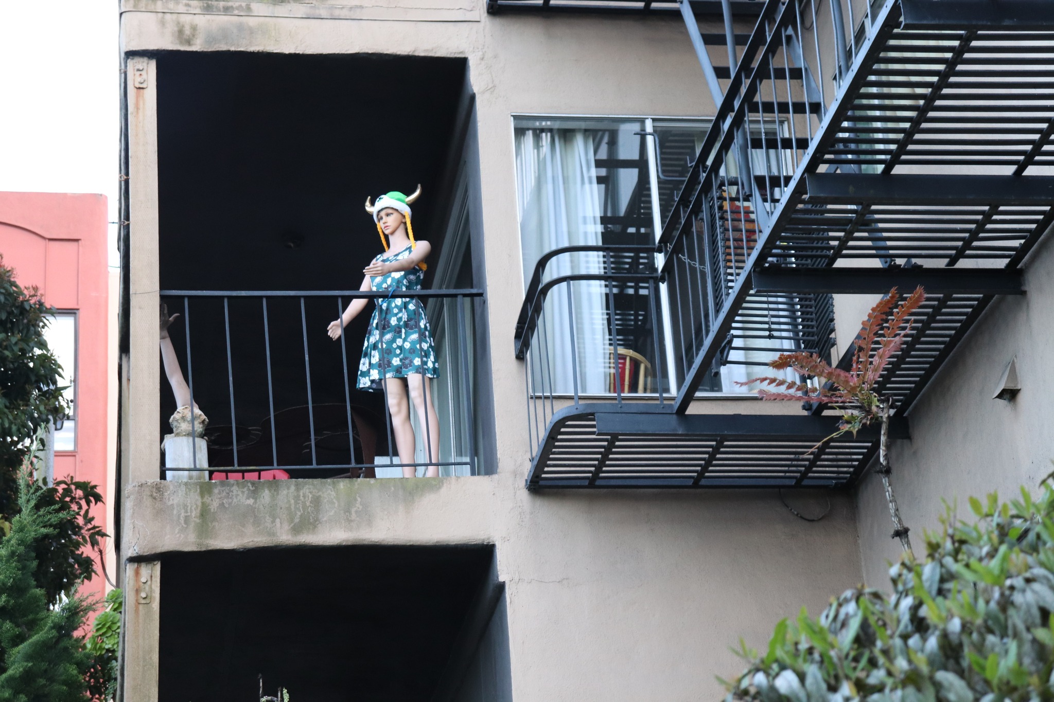 Viking mannequin guarding upper Market Street, San Francisco, April ...