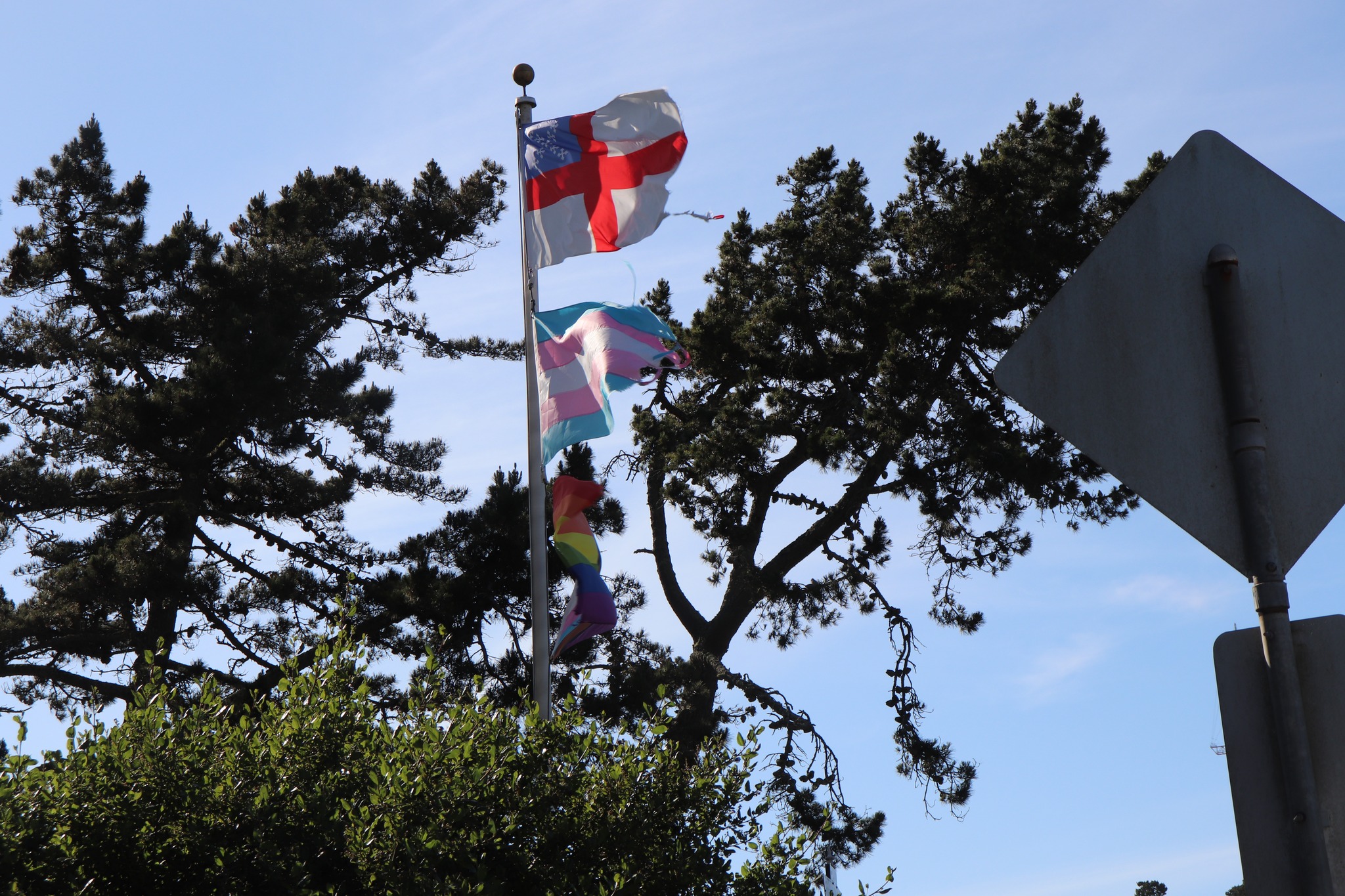 Flags at St. Aidan’s Church, Diamond Heights Boulevard, San Francisco ...